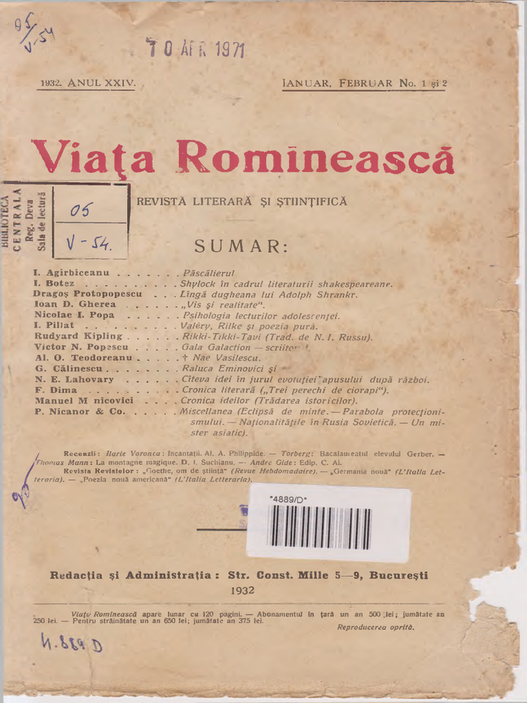 Viata Romaneasca 1932-01-02 | PDF