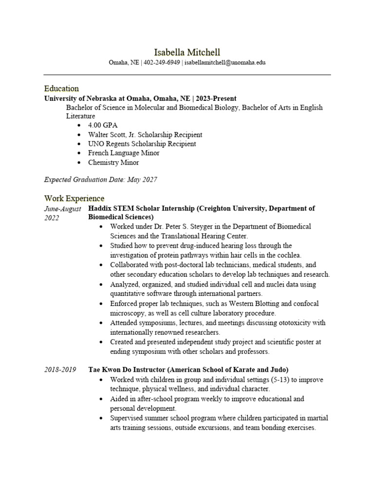 Isabella Mitchell New Resume | PDF