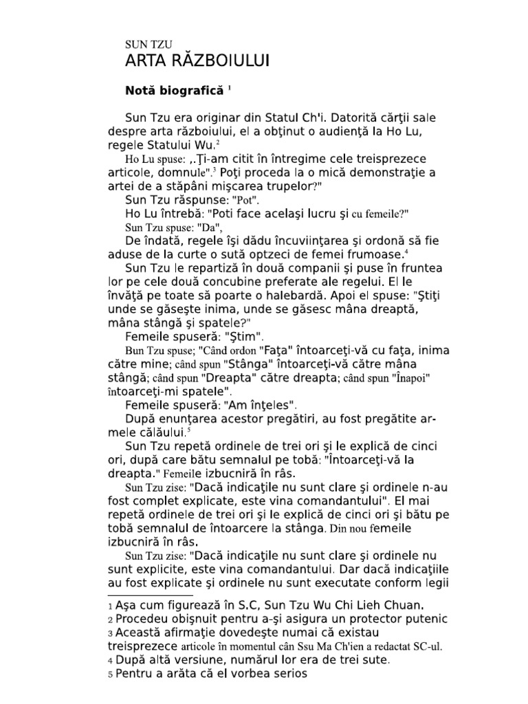 Arta Razboiului Sun Tzu | PDF