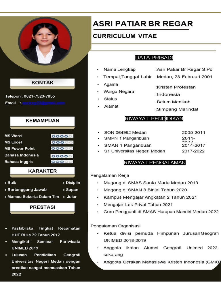 Asri Patiar BR Regar: Curriculum Vitae | PDF