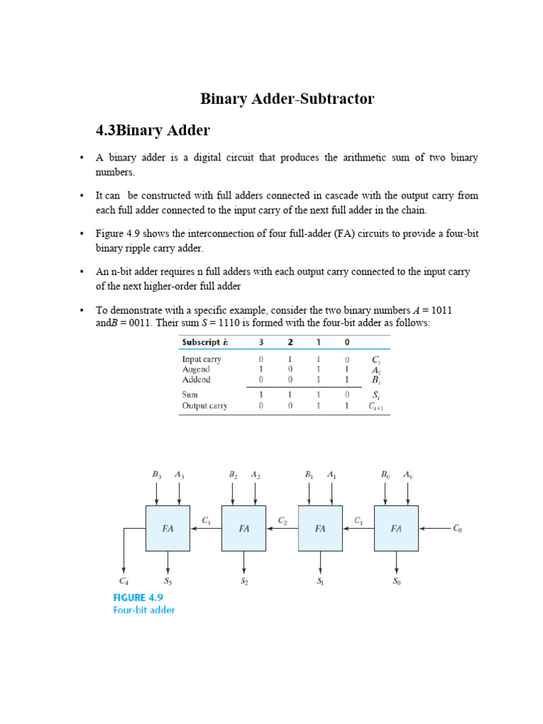 Binary Adder | PDF | Electronic Circuits | Arithmetic