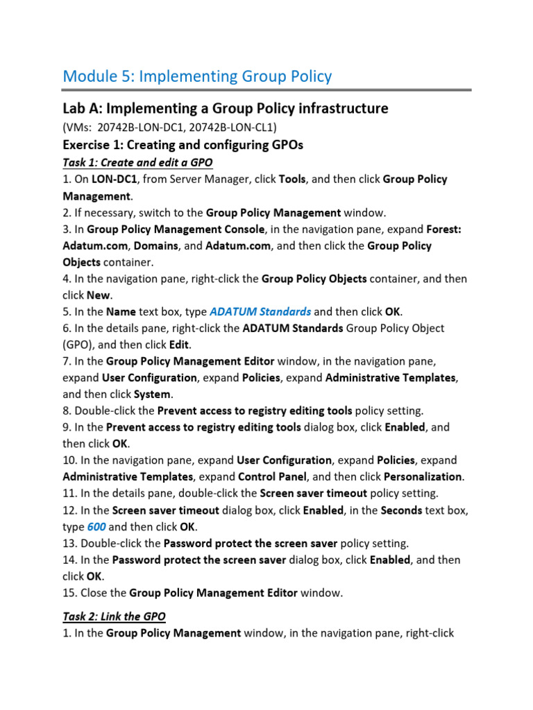 05 Implementing Group Policy Pdf Business 