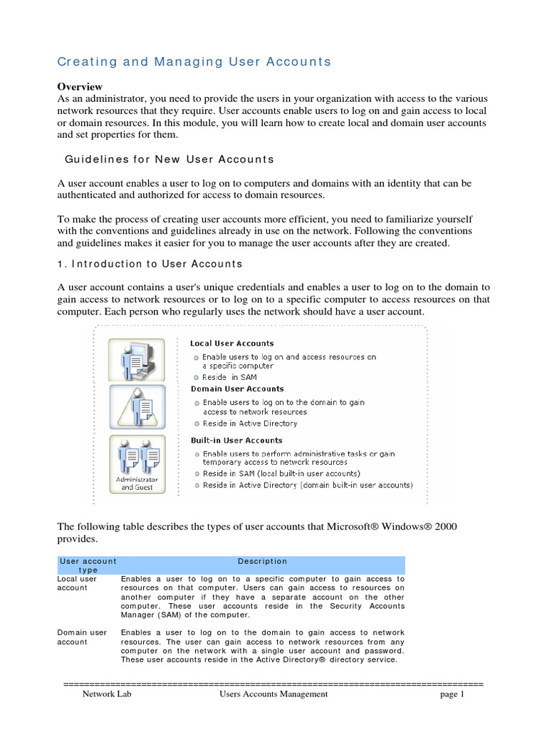 Creating and Managing User | PDF