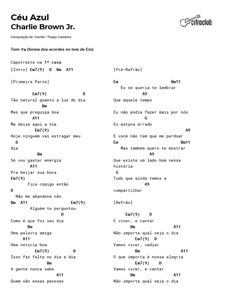 Céu Azul - Charlie Brown JR | PDF