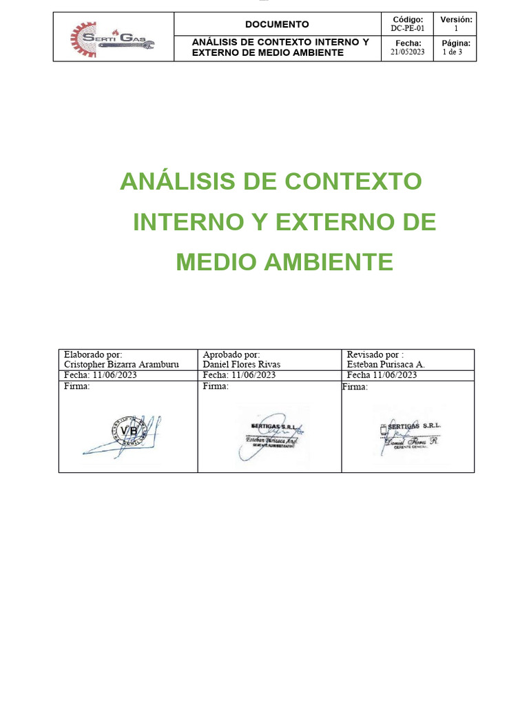 Analisis de Contexto Interno y Externo de Medio Ambiente | PDF