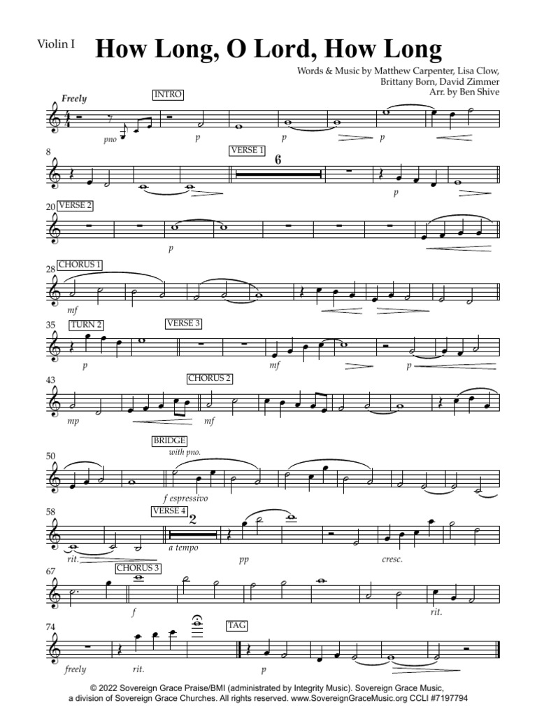 How Long O Lord How Long VIOLIN 1 C | PDF