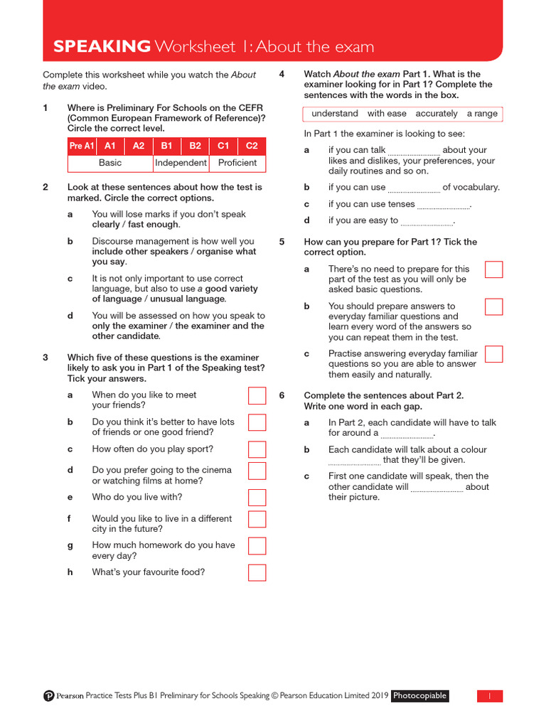 PTP B1 PrelfS Speaking Worksheets | PDF | Languages | Foreign Language Studies