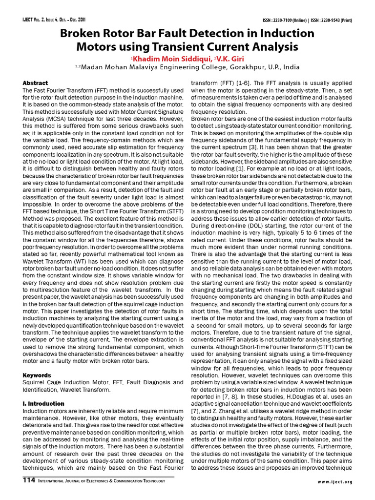 Broken Rotor Bar Fault Detection in Induction | PDF | Electric Motor | Wavelet