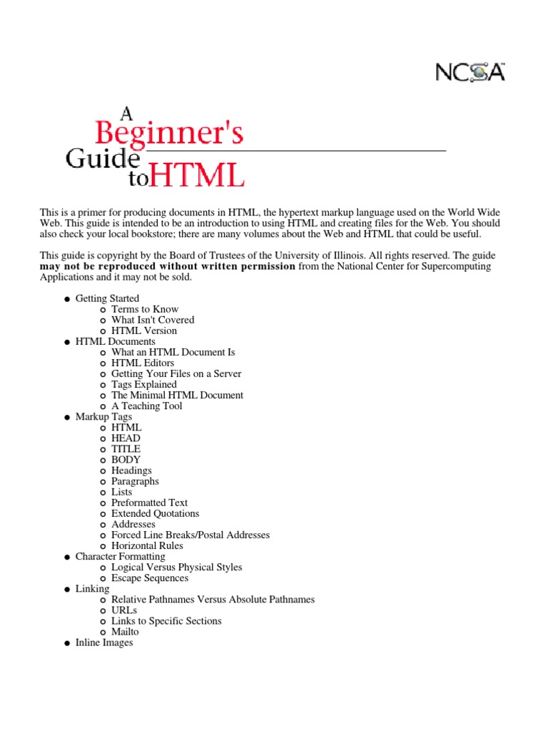 Beginners Guide To HTML | PDF