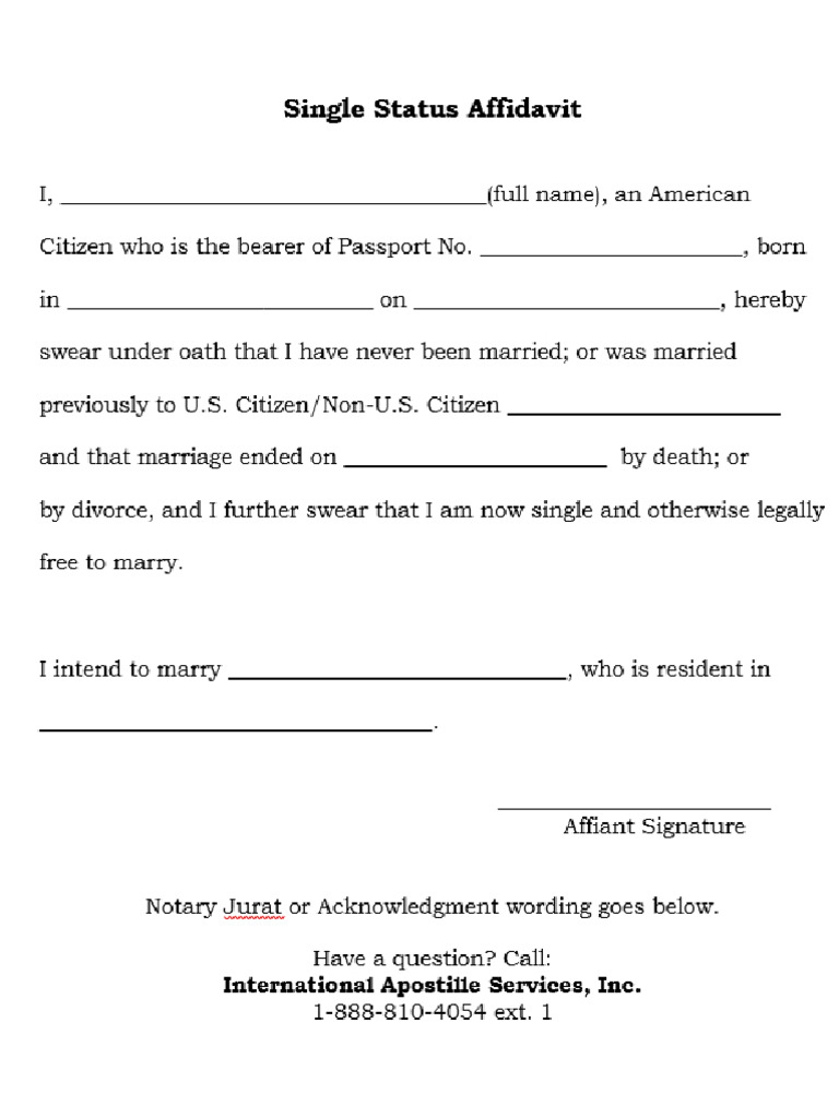 Example of Single Status Affidavit | PDF