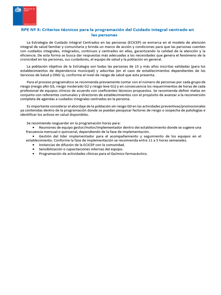 RPE 3 Criterios Tecnicos para La Programacion Del Cuidado Integral ... RPE 3 Criterios Tecnicos para La Programacion Del Cuidado Integral ...