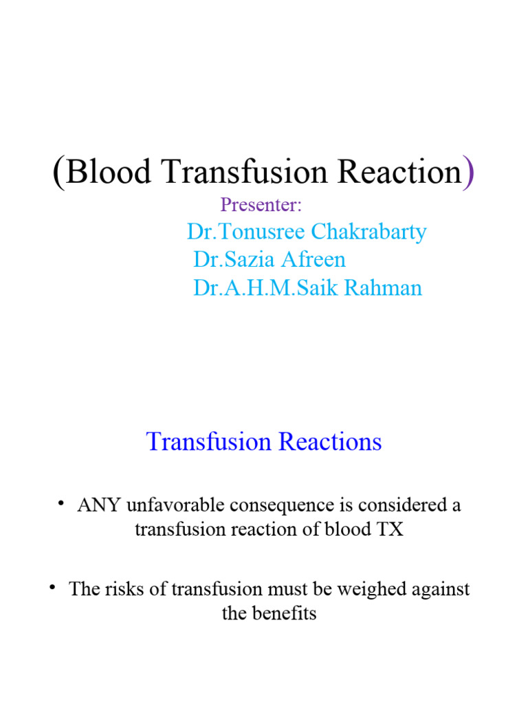 Hematology Transfusion Reaction | PDF | Blood Transfusion | Allergy