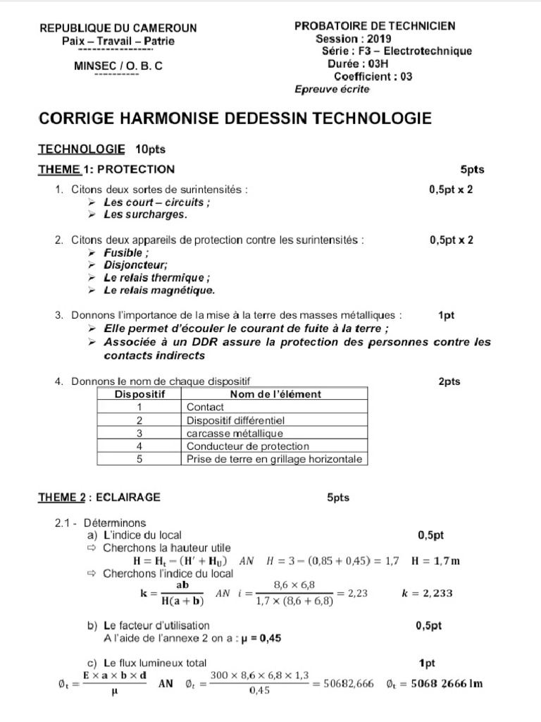 Correction Dessin Technologie 2019 | PDF