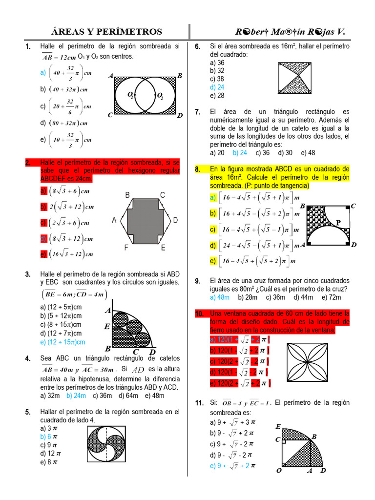 Raz Mat - Áreas y Perímetros - 2 ® - ® | PDF | Triángulo | Formas geométricas