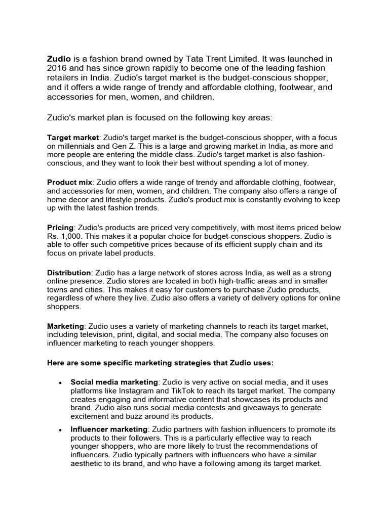 Zudio Marketing Plan | Download Free PDF | Retail | Loyalty Program