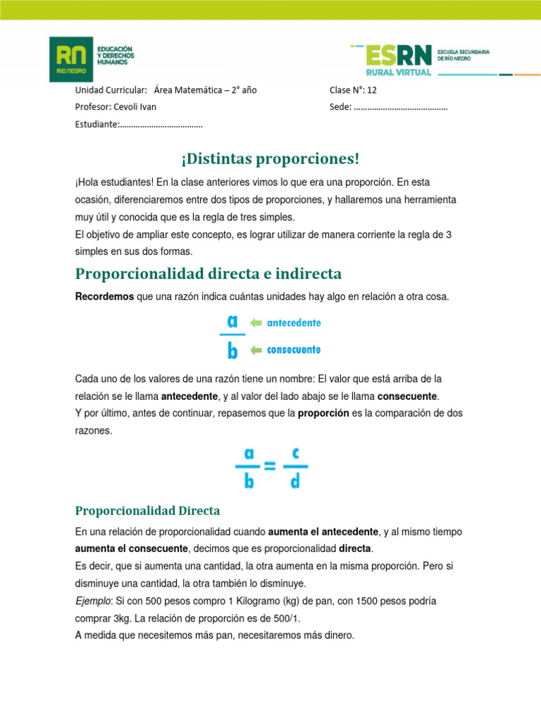 Proporcionalidad: Directa e Inversa | PDF