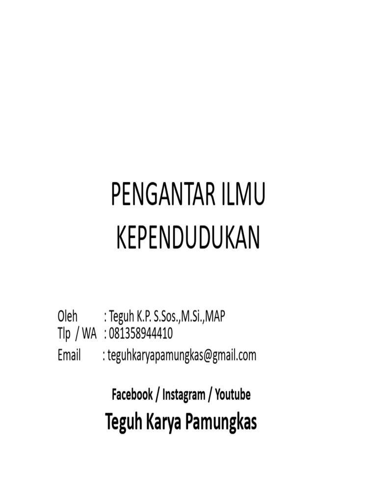 Pengantar Ilmu Kependudukan PPT 5 | PDF