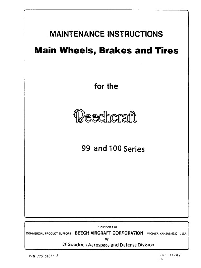 Beechcraft - 998-31257 - Main Wheels, Brakes and Tires | PDF