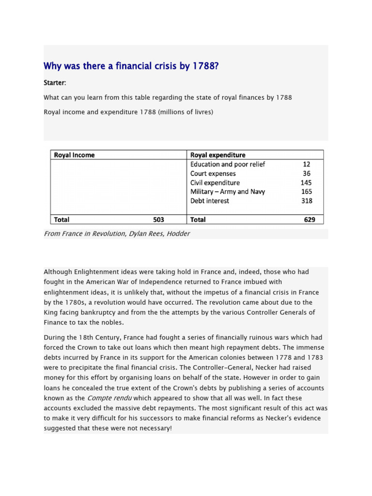 Financial Crisis in France 1788 Explained | PDF | Money | Economies