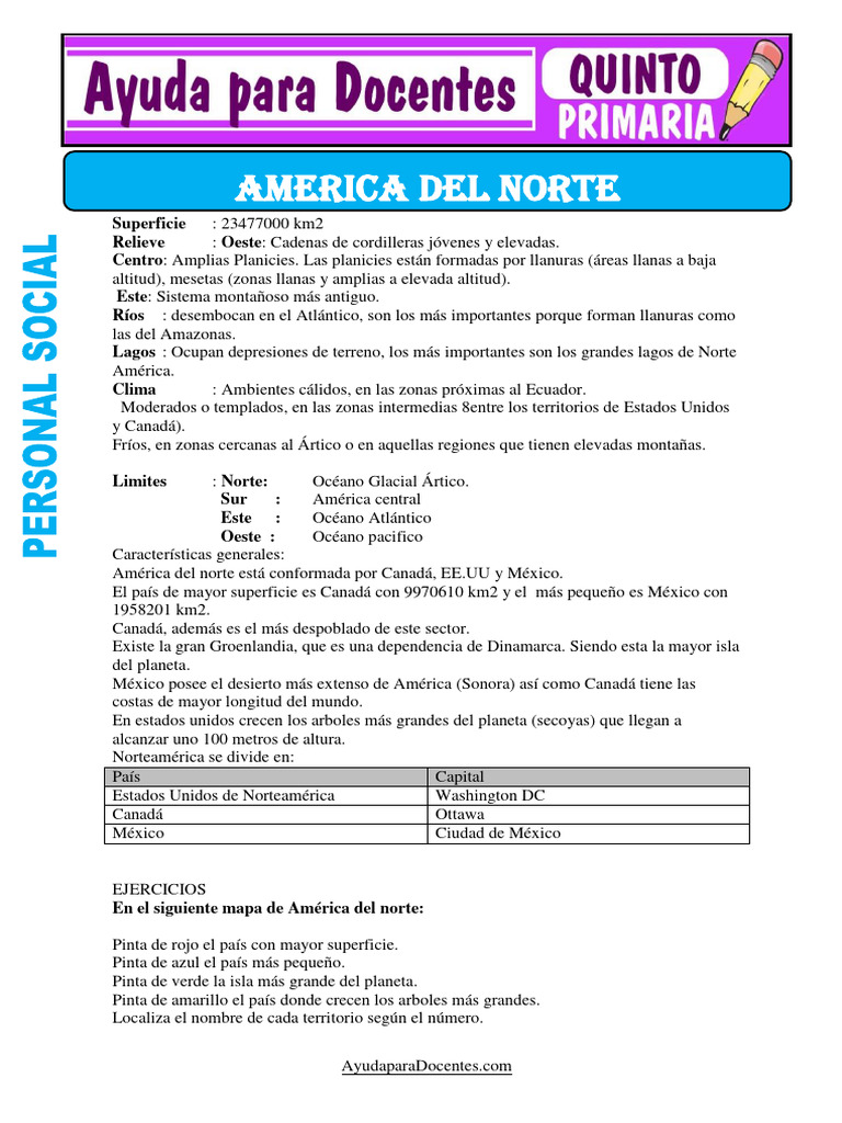 Norte-America-para-Quinto-de-Primaria | PDF