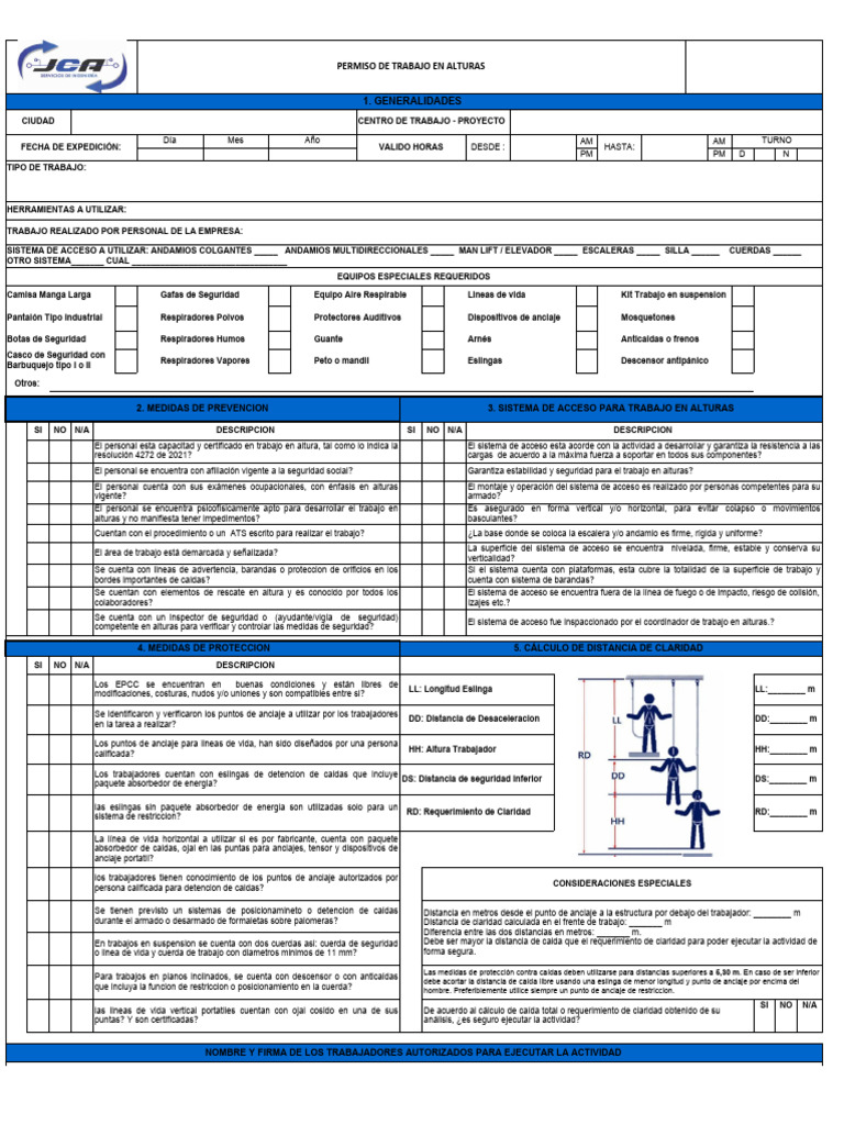 Permiso de Trabajo en Alturas Jca | PDF
