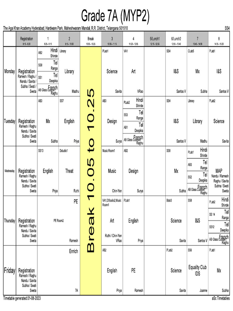 Grade 7 Time Table | PDF