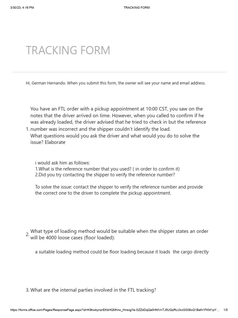 Tracking Form | PDF | Information Technology | Computing