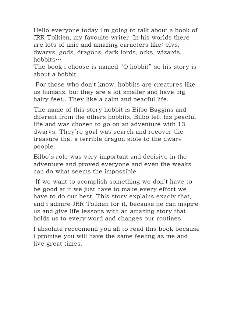 Oral Presentation (O Hobbit) | PDF