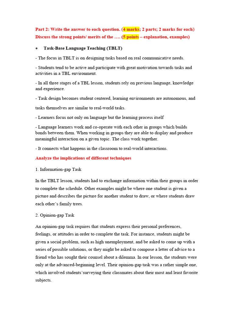 Task-Based Language Teaching | PDF | Learning | Linguistics