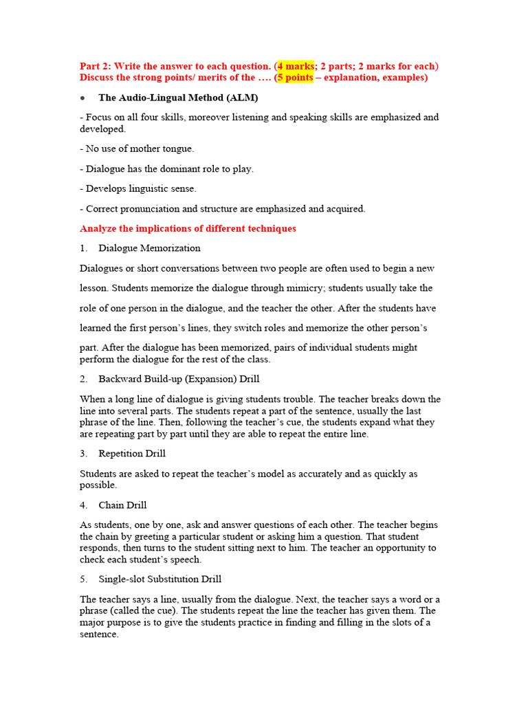 Audio-Lingual Method | PDF