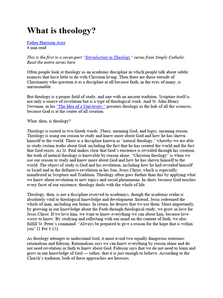 What Is Theology | PDF | Theology | Faith