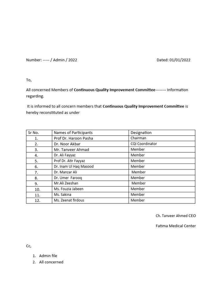 Reconstitution of CQI | PDF