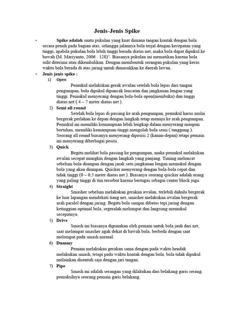 Jenis Jenis Spike | PDF