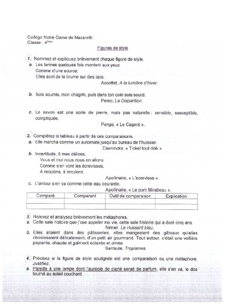 Fiche Figures de Style | PDF