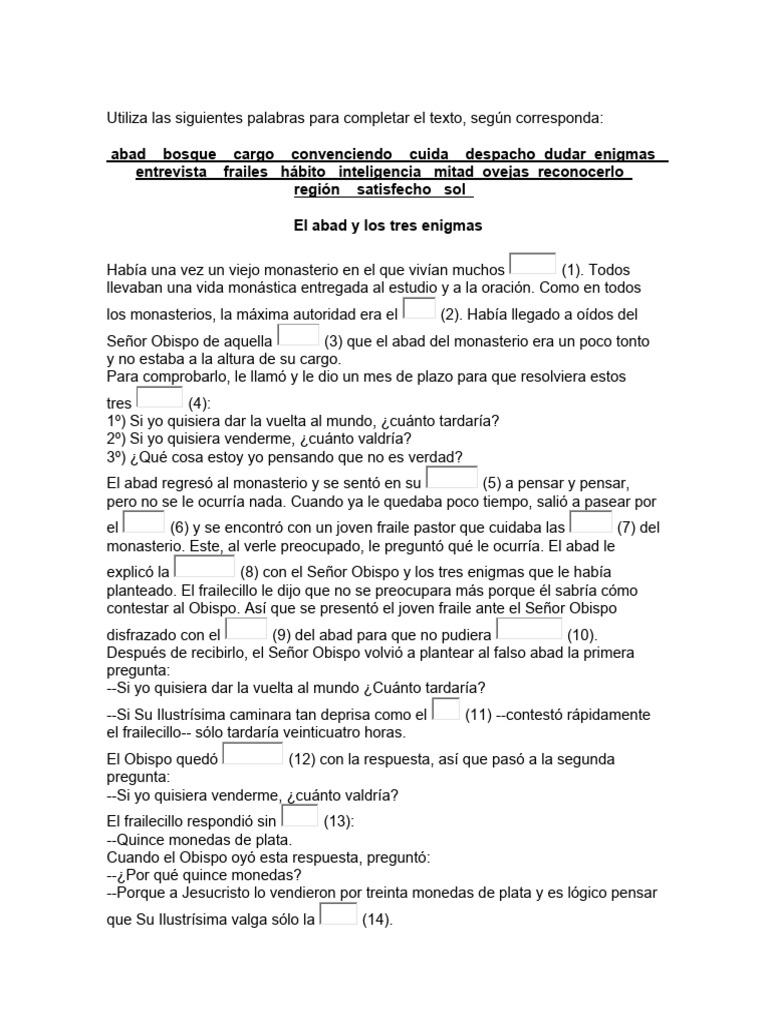 Completar Textos | PDF | Abad