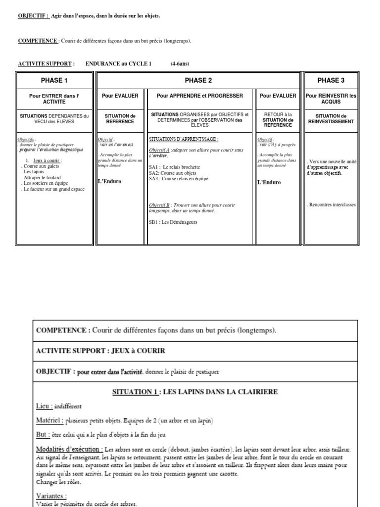 Activités d'endurance pour enfants 4-6 ans | PDF