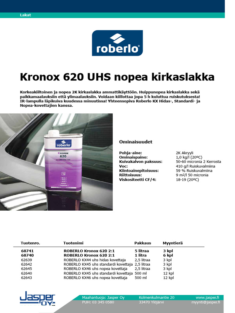 ROBERLO Kronox 620 Kirkaslakka Esite WEB | PDF