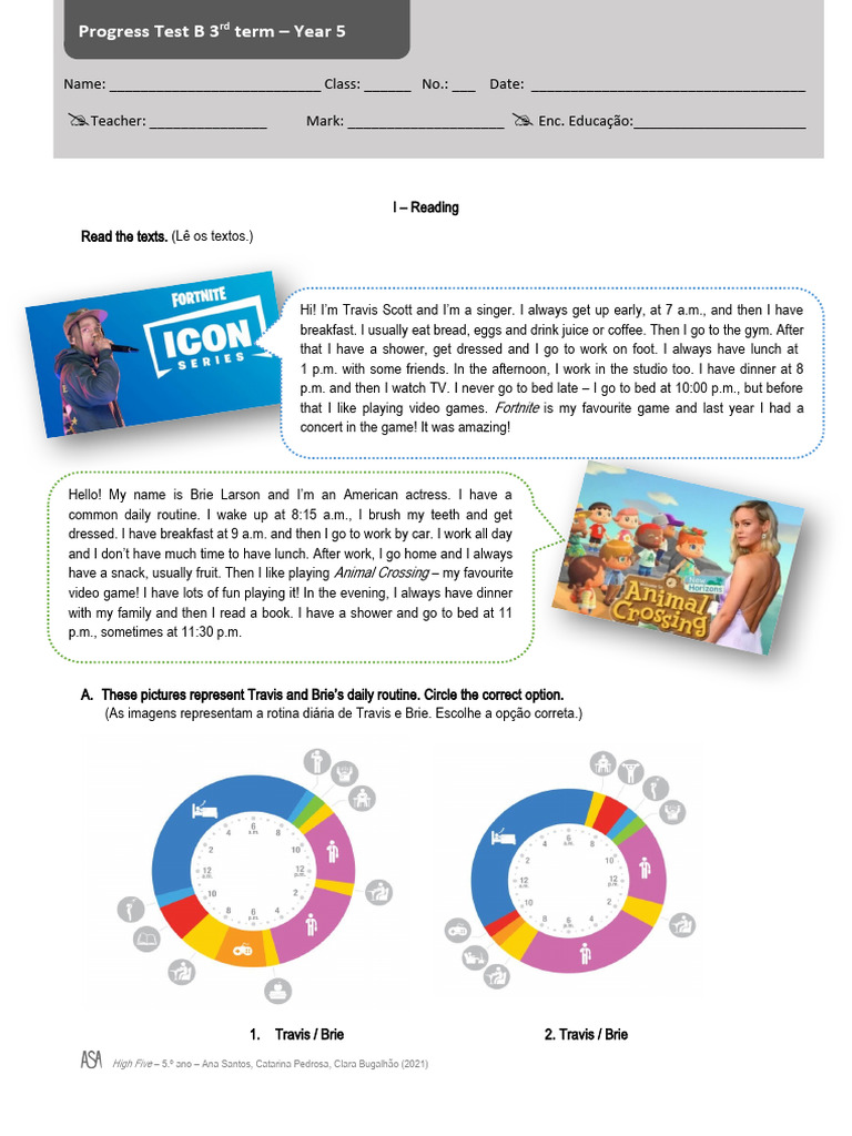 Progress Test - B - 3P - Year5 - 2020 - 2021 | PDF
