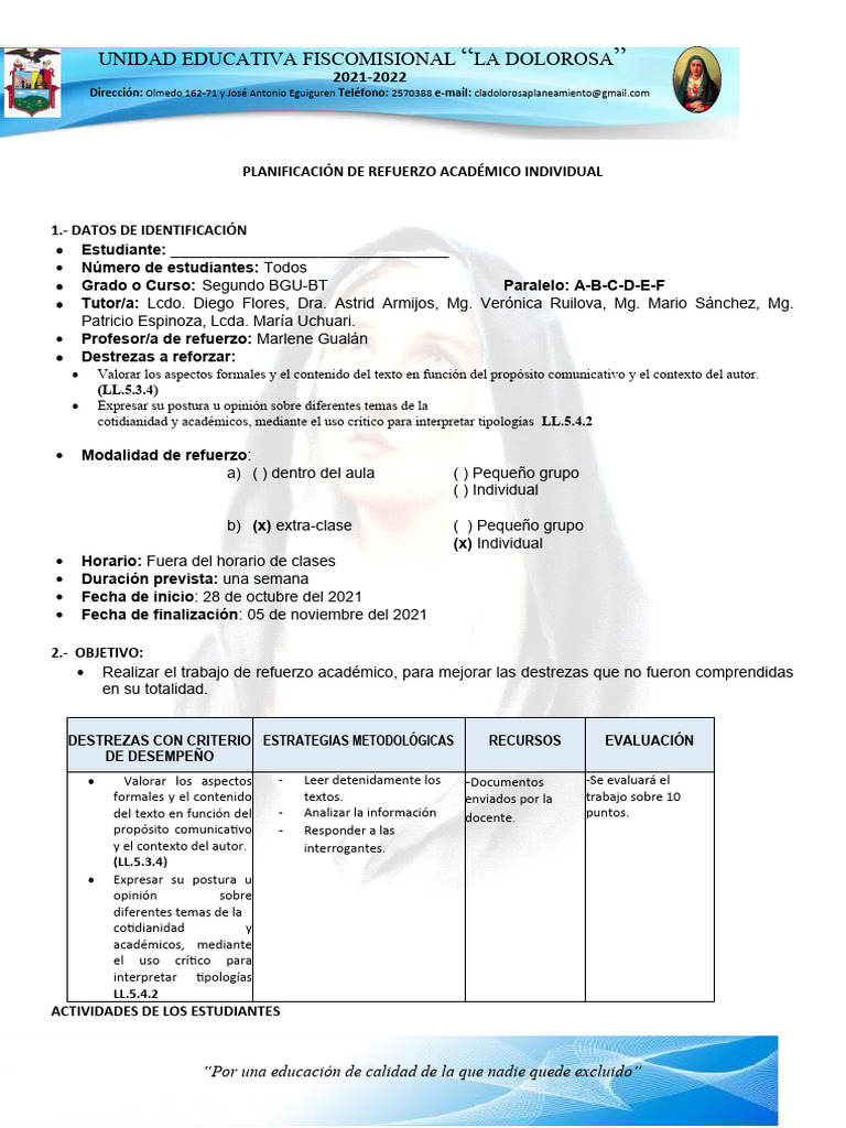 Refuerzo Academico 2BGU-BT | PDF