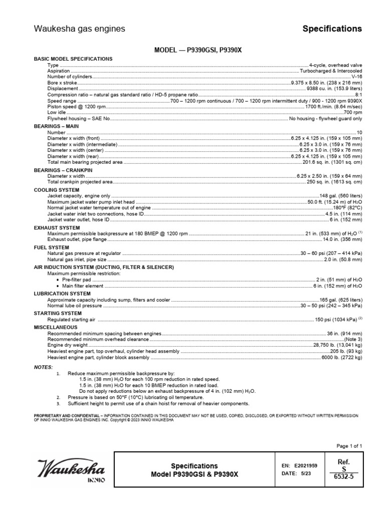 Waukesha Gas Engines: Specifications | PDF | Internal Combustion Engine ...