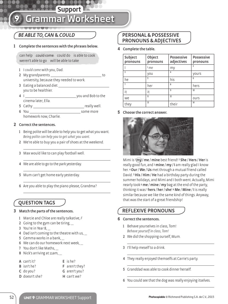 Achievers B1 Grammar Worksheet Support Unit 9 | PDF