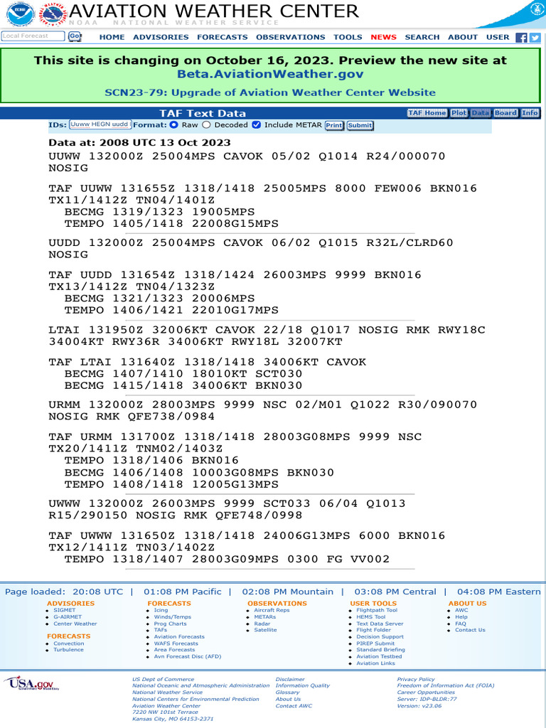 AWC - Terminal Aerodrome Forecasts (TAFs) | PDF | Weather Forecasting ...