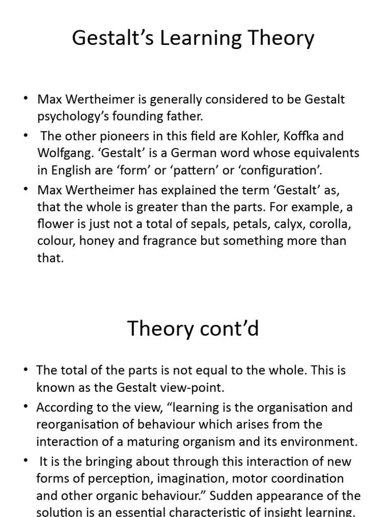 Gestalt's Learning Theory-Psychology | Download Free PDF | Perception ...
