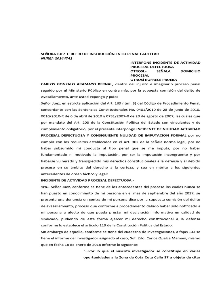 Nulidad por Proceso Defectuoso Penal | PDF | Debido al proceso | Ley ...