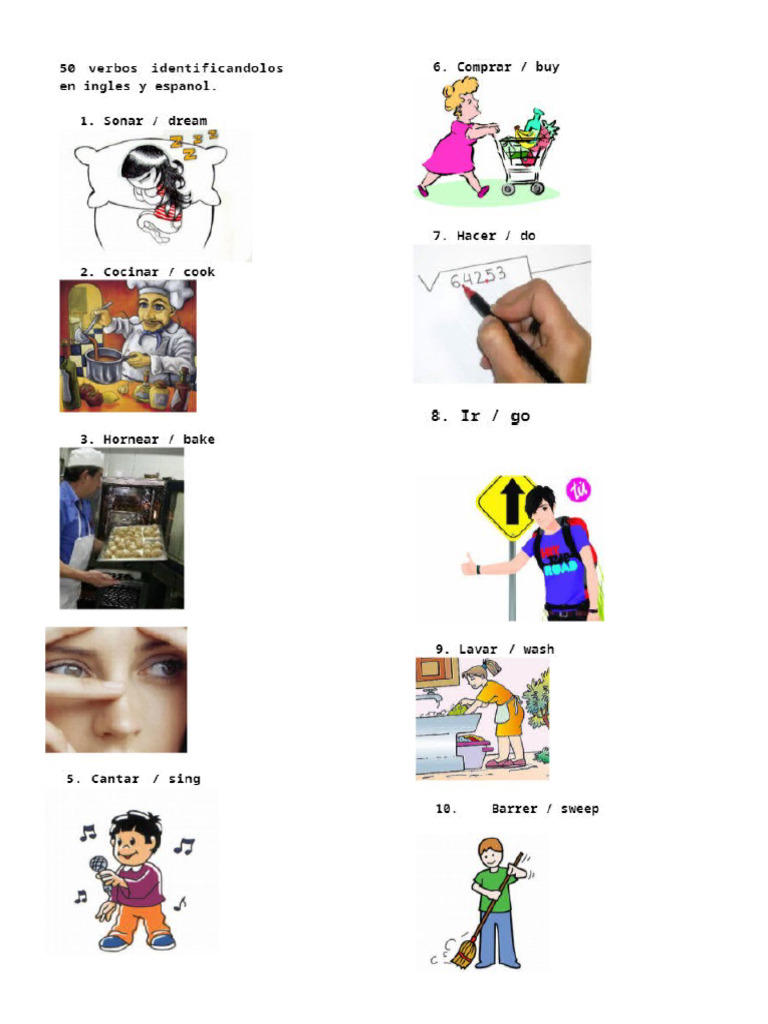 50 Verbos En Inglesy Español Pdf