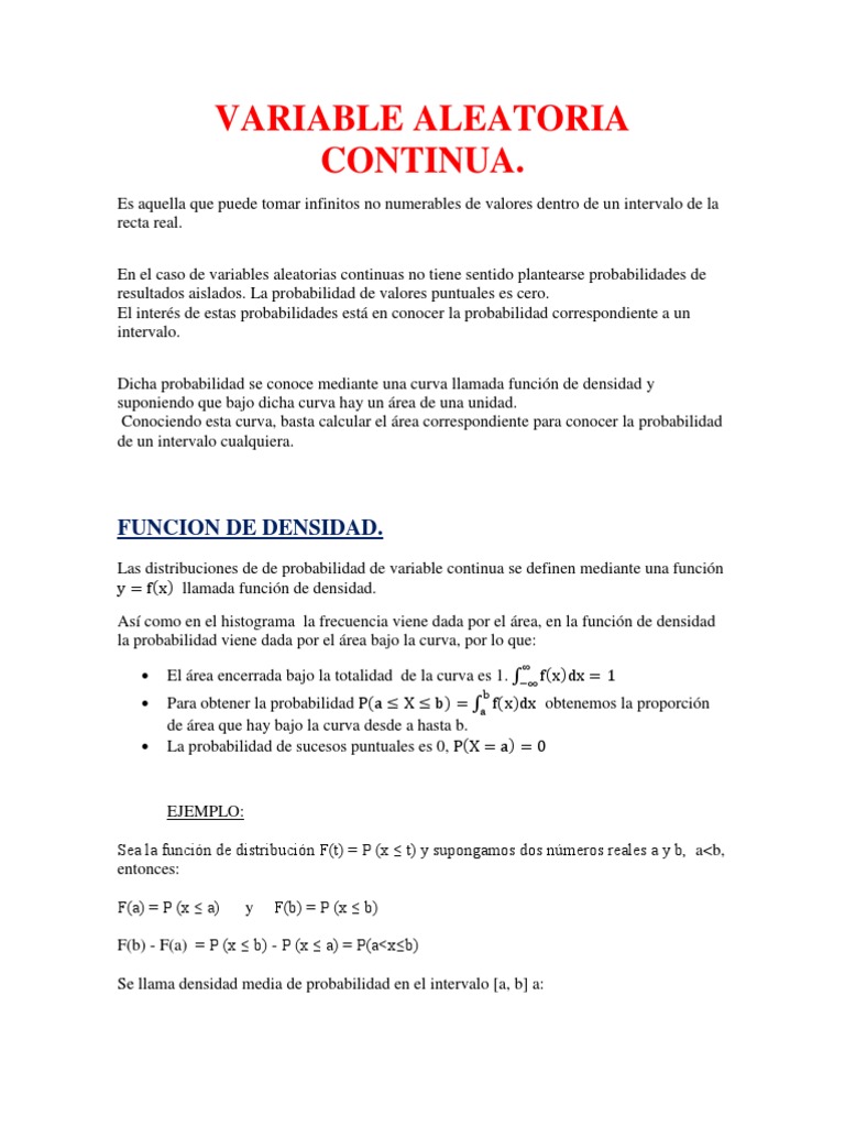 Variable Aleatoria Continua | Descargar gratis PDF | Distribución de ...