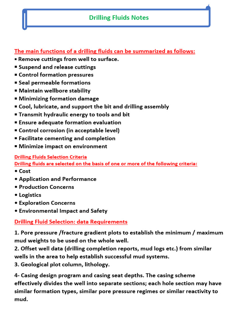 Drilling Fluids Notes Pdf