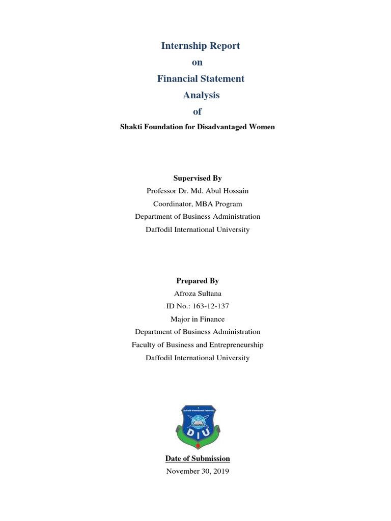 Internship Report On Financial Statement Analysis Of: Shakti Foundation ...