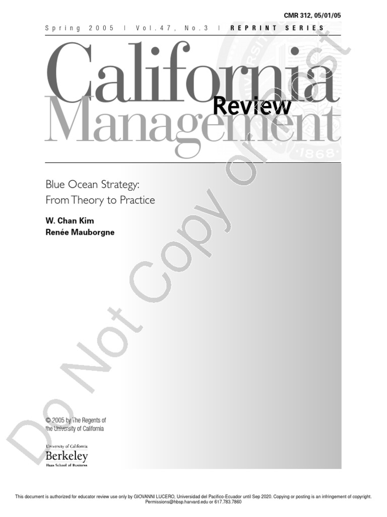 Blue Ocean Strategy - From Theory To Practice | PDF