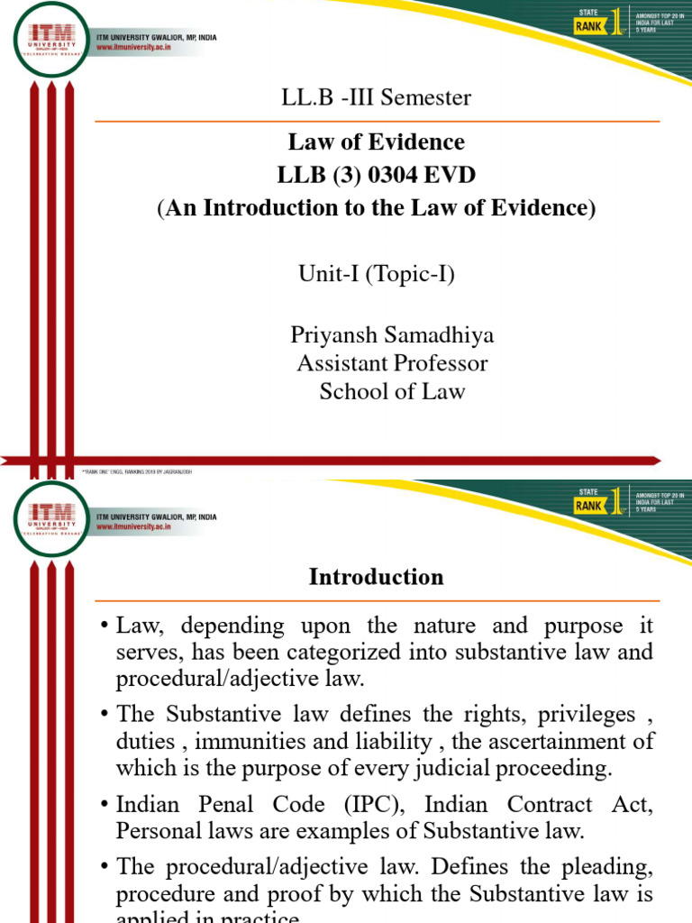 An Introduction To The Law of Evidence | PDF